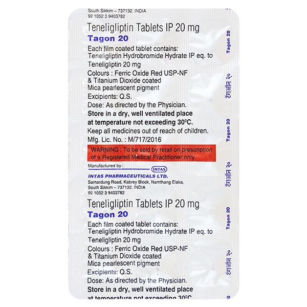 Tagon 20mg Tablet 15'S : Price, Uses, Side Effects | Netmeds
