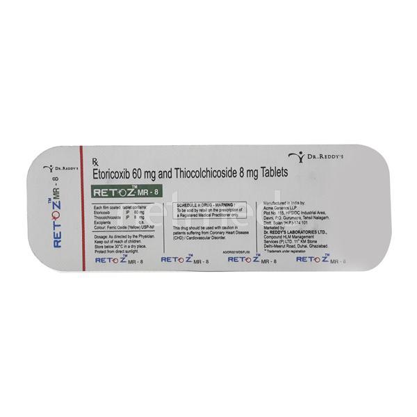 Buy Retoz MR 8mg/60mg Tablet 10'S Online at Upto 25% OFF | Netmeds