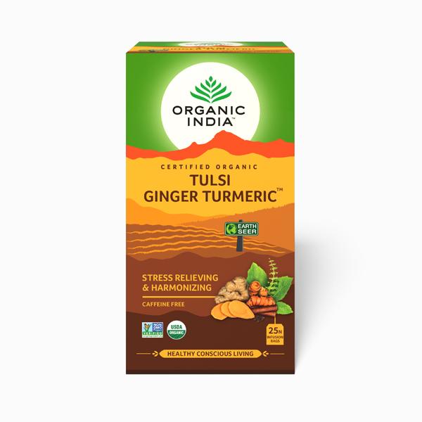 Buy Organic India Tulsi Ginger Turmeric Tea Powder 25's Online at ...
