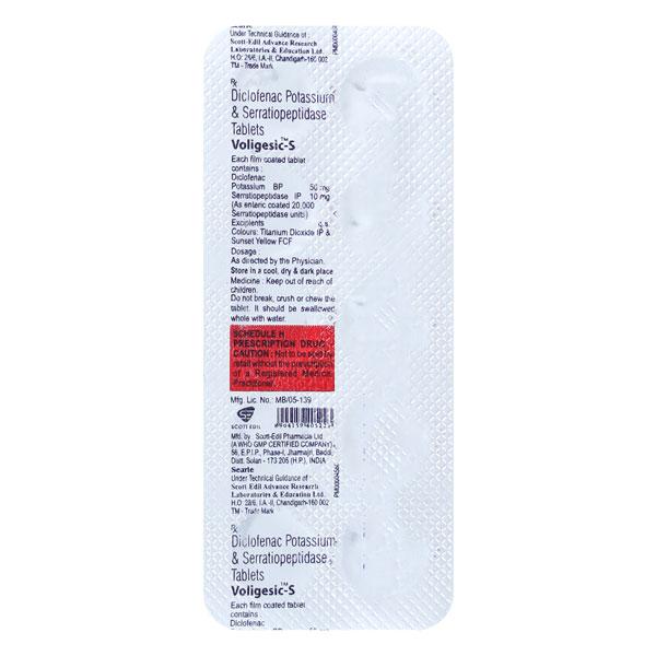 Buy VOLIGESIC S Tablet 10's Online at Upto 25% OFF | Netmeds