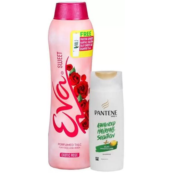 Buy Eva Perfumed Talc - Sweet-Exotic Rose 400 gm (Free Pantene Shampoo ...