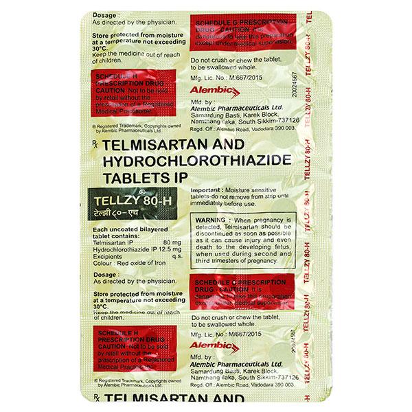 Tellzy H 80mg Tablet 15'S : Price, Uses, Side Effects | Netmeds