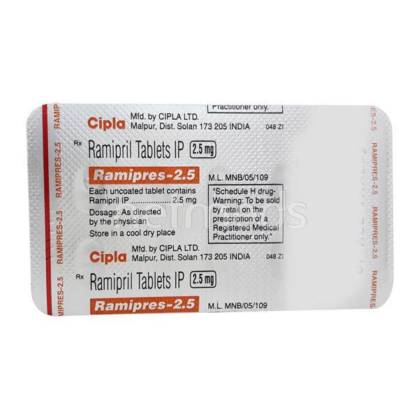 Ramipres 2.5mg Tablet 10'S : Price, Uses, Side Effects | Netmeds