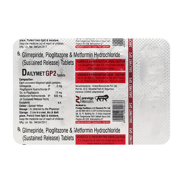DAILYMET GP 2 Tablet 10's : Price, Uses, Side Effects | Netmeds