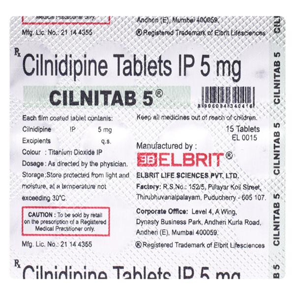 Cilnitab 5mg Tablet 15'S : Price, Uses, Side Effects | Netmeds