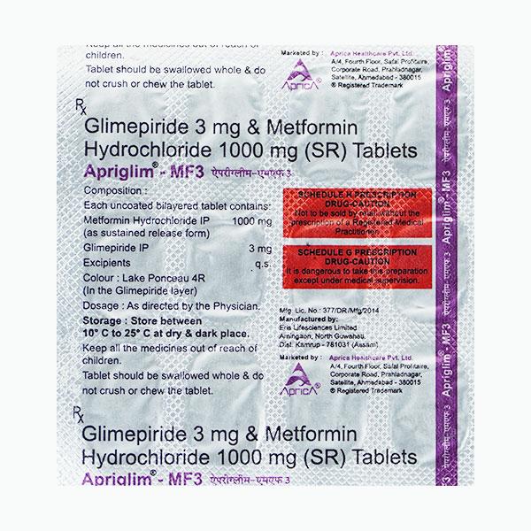 APRIGLIM MF 3 Tablet 15's : Price, Uses, Side Effects | Netmeds