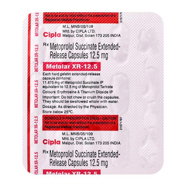 Metolar XR 12.5mg Capsule 15'S : Price, Uses, Side Effects | Netmeds
