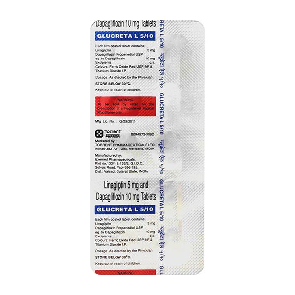 GLUCRETA L 5/10 Tablet 10's : Uses, Side Effects, Price | Netmeds