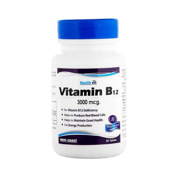 Buy Healthvit Vitamin B12 Methylcobalmin-Tablets 60's Online at Best ...