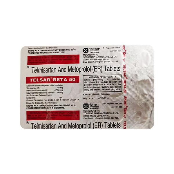 TELSAR BETA 50 Tablet 15's : Price, Uses, Side Effects | Netmeds