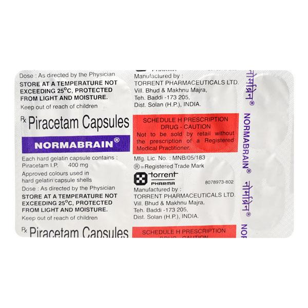 Normabrain 400mg Capsule 10'S Price, Uses, Side effects, Substitutes ...