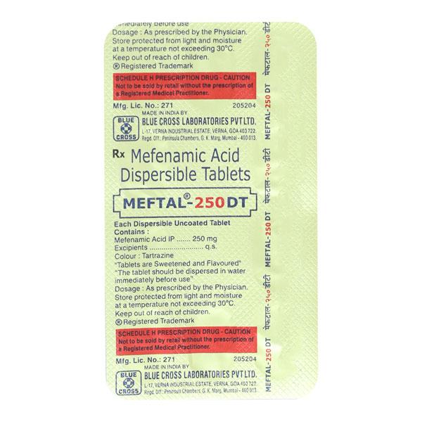 Meftal DT 250mg Tablet 10'S - Price, Uses, Side Effects | Netmeds