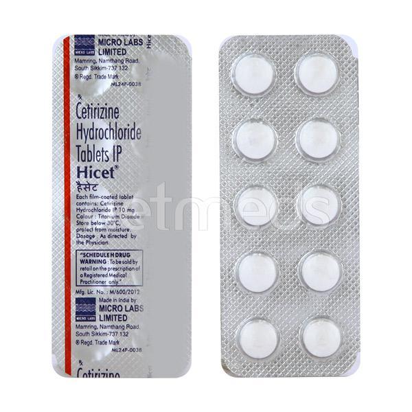 Buy Hicet 10mg Tablet 10'S Online at Upto 25% OFF | Netmeds