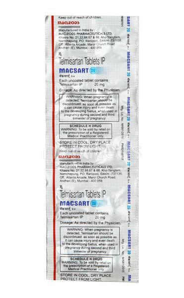 Macsart 20mg Tablet 10'S : Price, Uses, Side Effects | Netmeds