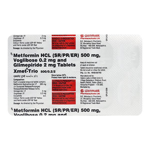 Xmet Trio 2/500/0.2mg Tablet 10'S : Price, Uses, Side Effects | Netmeds