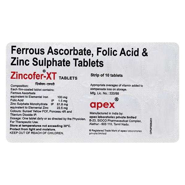 Buy Zincofer XT Tablet 10'S Online at Upto 25% OFF | Netmeds