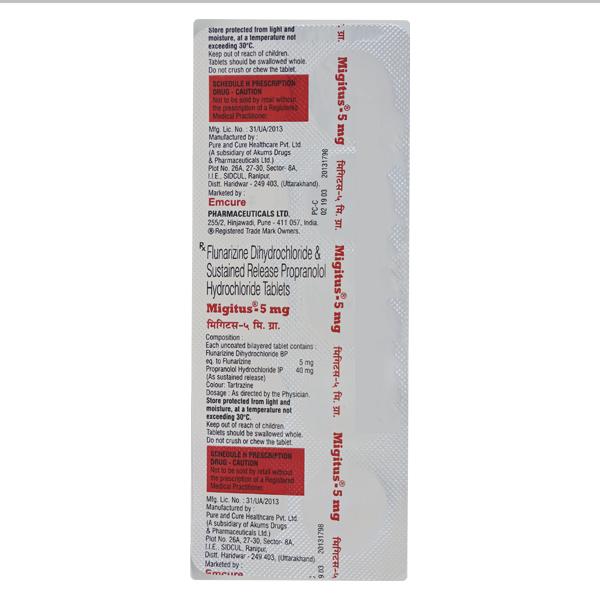 Migitus 5mg Tablet 10'S : Price, Uses, Side Effects | Netmeds