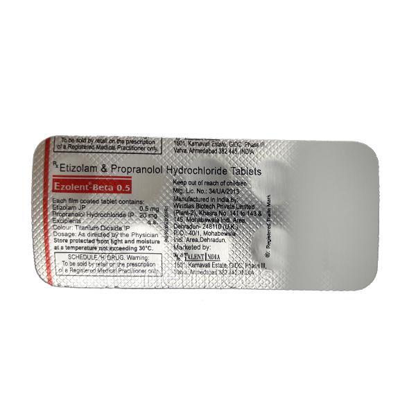 Ezolent Beta 0.5mg Tablet 10'S - Price, Uses, Side Effects, and ...