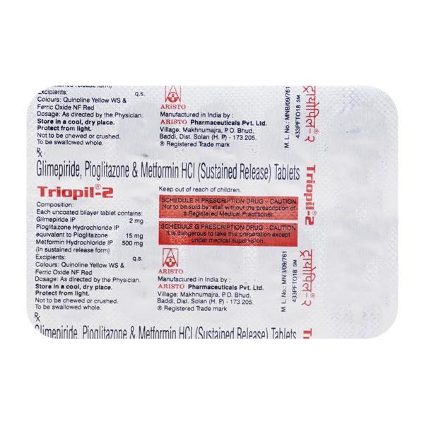 Triopil 2mg Tablet 10'S : Price, Uses, Side Effects | Netmeds
