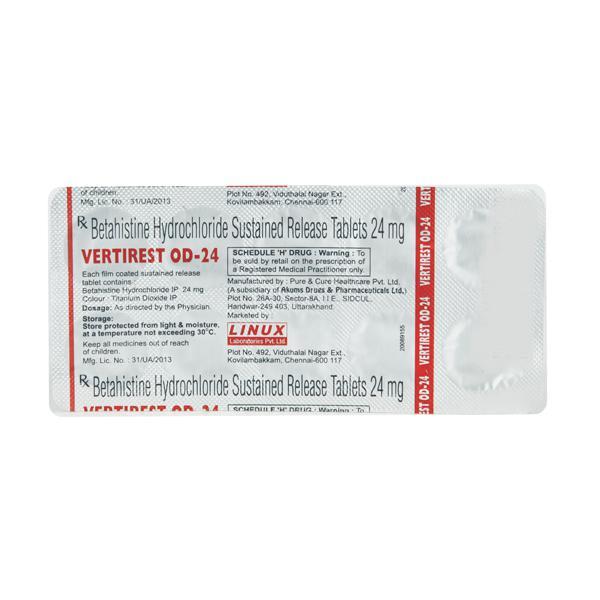 Buy Vertirest OD 24mg Tablet 10'S Online at Upto 25% OFF | Netmeds