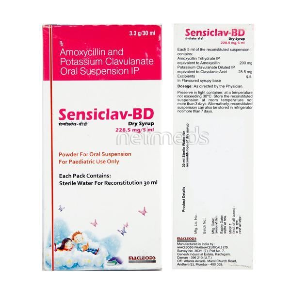 Buy Sensiclav BD 228.5mg Dry Syrup 30ml Online at Upto 25% OFF | Netmeds