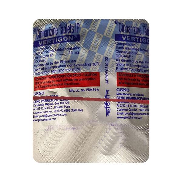VERTIGON Tablet 20's Price, Uses, Side effects, Substitutes | Netmeds