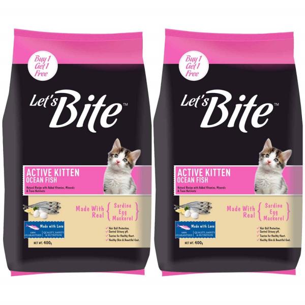 Let's Bite Active Kitten Cat Food, 400 gm (1 Get 1 Free) 800 gm Online ...