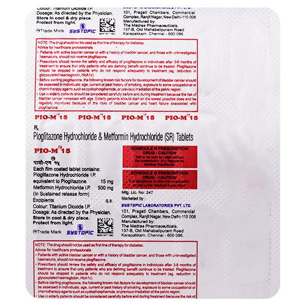 Buy PIO M 15mg Tablet 15'S Online at Upto 25% OFF | Netmeds