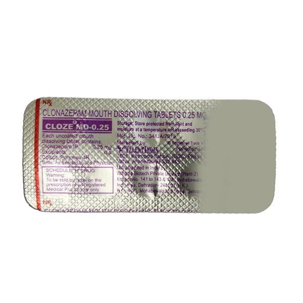 Cloze MD 0.25mg Tablet 10'S - Price, Uses, Side Effects, and ...
