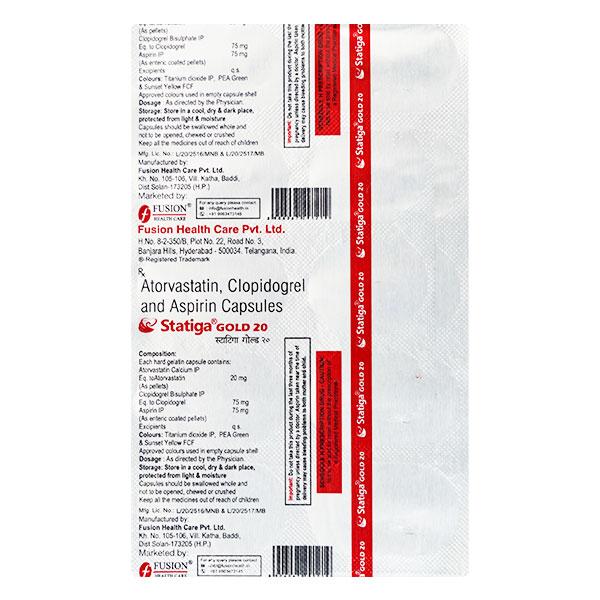 Buy STATIGA GOLD 20 Capsule 10's Online at Upto 25% OFF | Netmeds