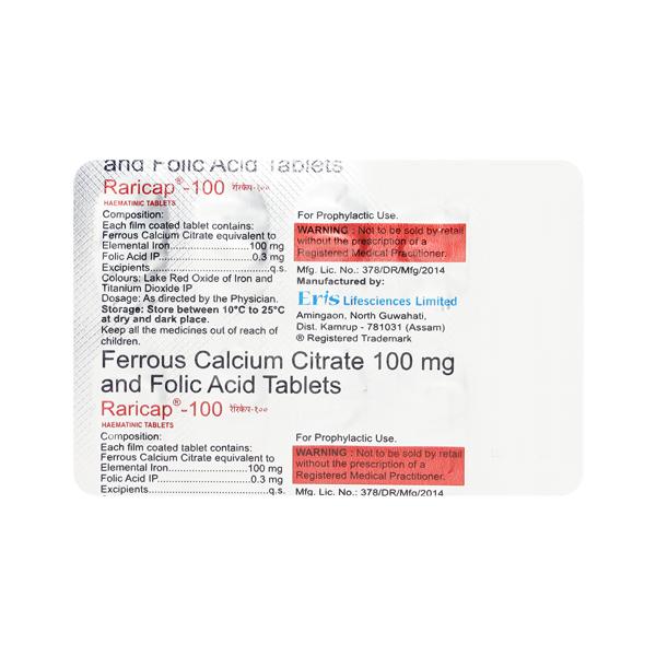 Raricap 100mg Tablet 10'S Price, Uses, Side effects, Substitutes | Netmeds