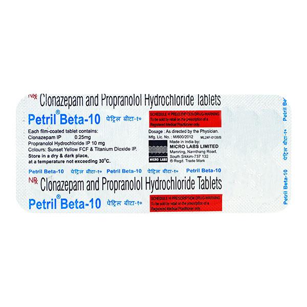 Petril Beta 10mg Tablet 10'S - Price, Uses, Side Effects, and ...