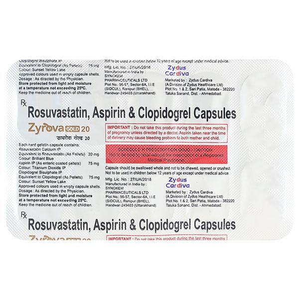 ZYROVA GOLD 20mg Capsule 10's Price, Uses, Side effects, Substitutes ...