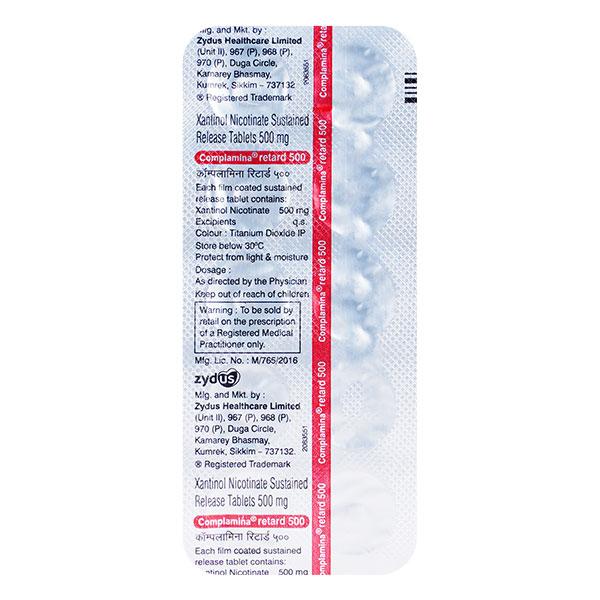 Complamina Retard 500mg Tablet 10'S : Uses, Side Effects, Price | Netmeds