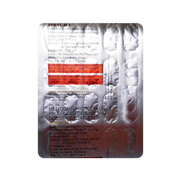Zoryl M 1mg Tablet 20'S : Price, Uses, Side Effects | Netmeds