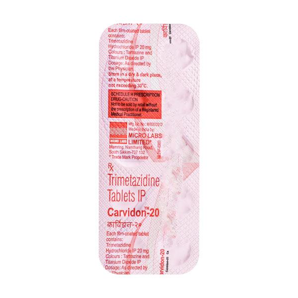 Carvidon 20mg Tablet 10'S Price, Uses, Side effects, Substitutes | Netmeds