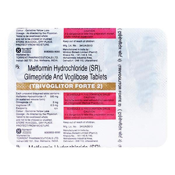 Trivoglitor Forte 2mg Tablet 10'S : Price, Uses, Side Effects | Netmeds