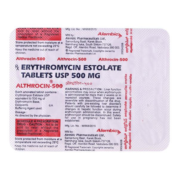 Althrocin 500mg Tablet 10'S Price, Uses, Side effects, Substitutes ...