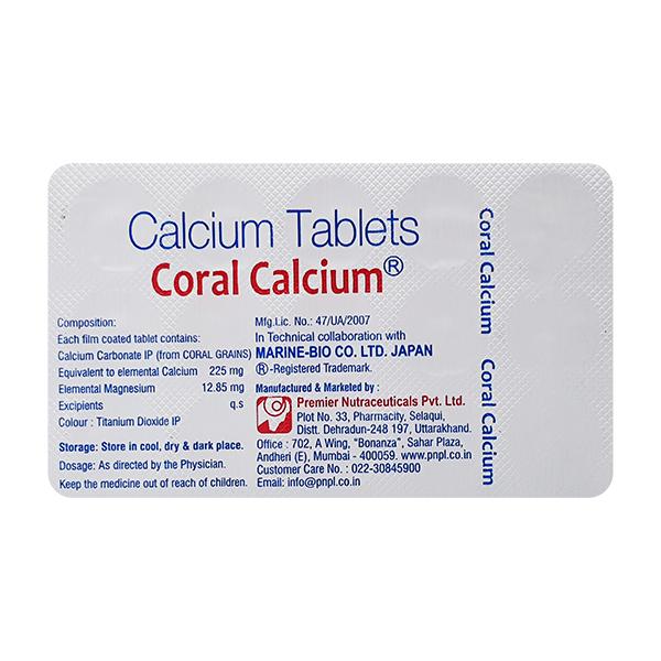 Coral Calcium Tablet 15'S Price, Uses, Side effects, Substitutes | Netmeds