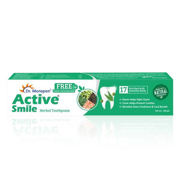 Dr. Morepen Active Smile Herbal Toothpaste with Neem, Clove & Menthol ...