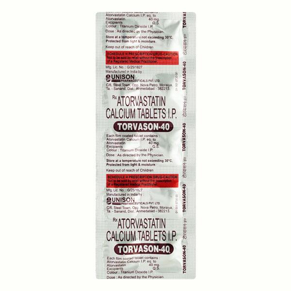 Buy Torvason 40mg Tablet 10'S Online at Upto 25% OFF | Netmeds