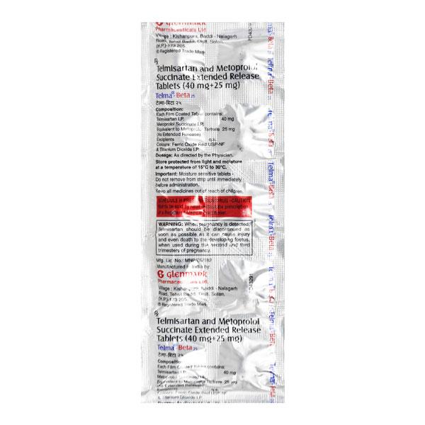 Telma Beta 25 Tablet 10'S - Price, Uses, Side Effects | Netmeds