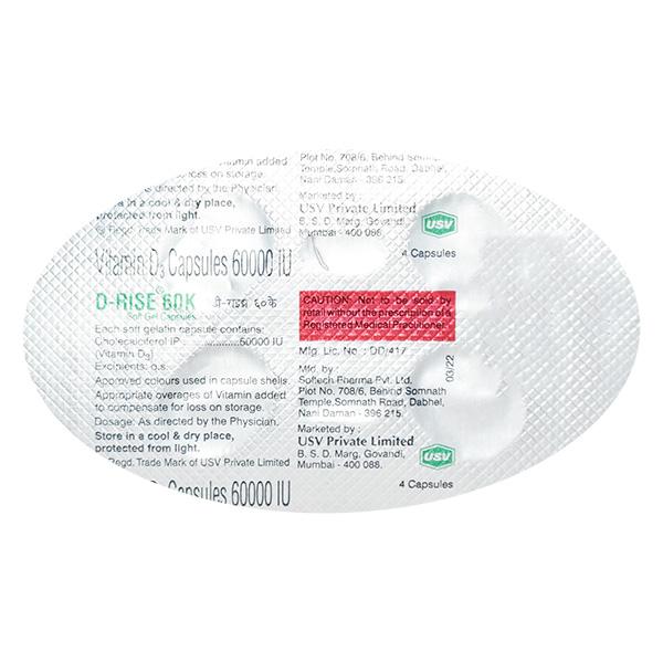 Buy D Rise 60K Capsule 4'S Online at Upto 20% OFF | Netmeds