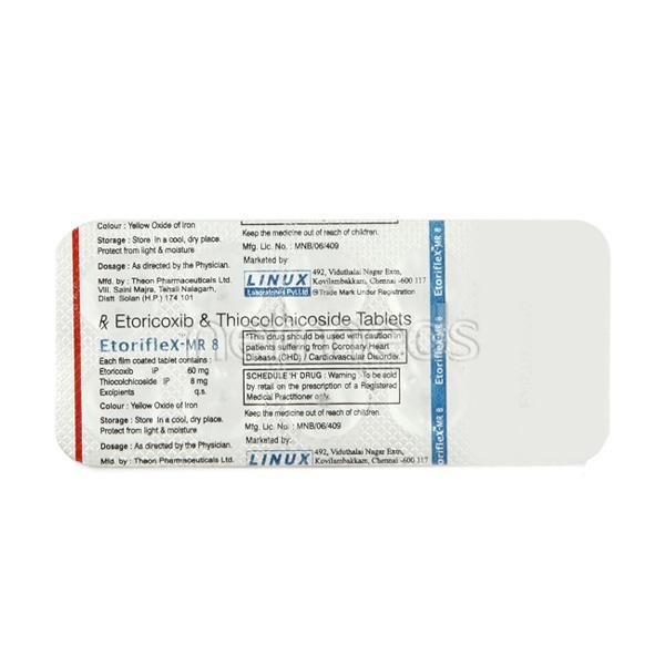Etoriflex MR 8mg Tablet 10'S Price, Uses, Side effects, Substitutes ...