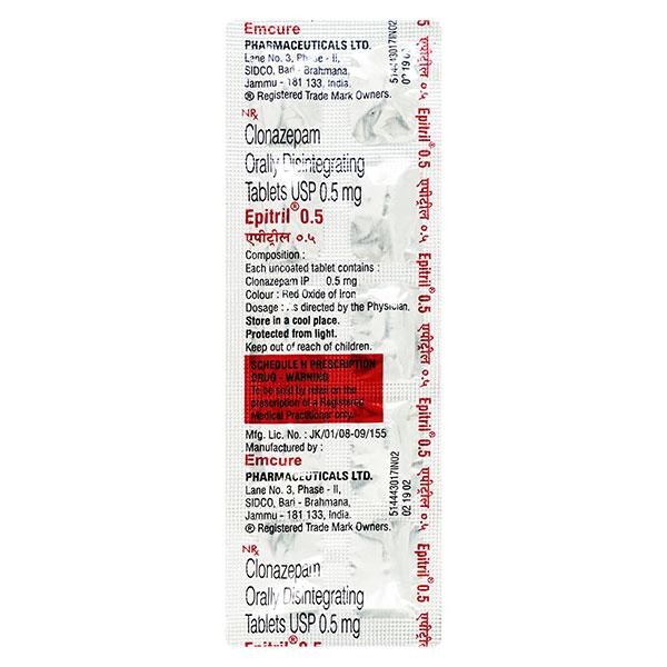 Epitril 0.5mg Tablet 10'S - Price, Uses, Side Effects, and Substitutes ...
