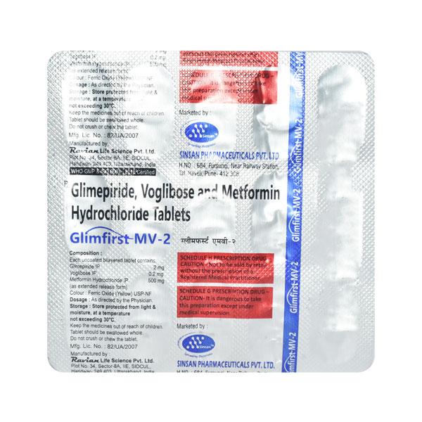 GLIMFIRST MV2 Tablet 15's : Price, Uses, Side Effects | Netmeds