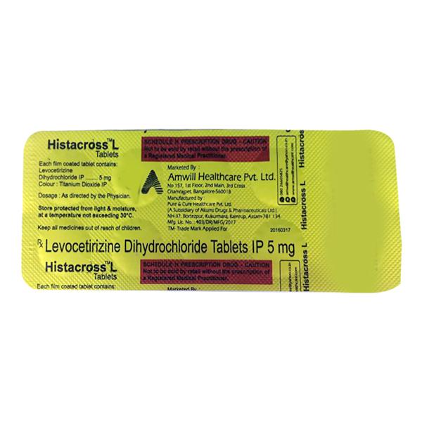 HISTACROSS L 5 Tablet 10's : Price, Uses, Side Effects | Netmeds