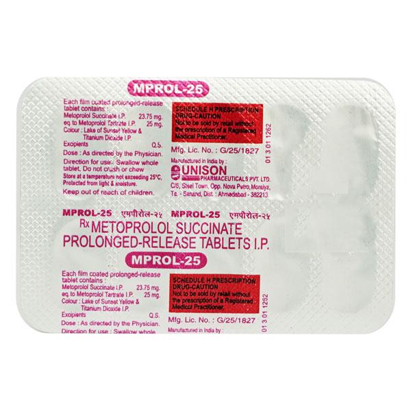 Mprol 25mg Tablet 10'S : Price, Uses, Side Effects | Netmeds