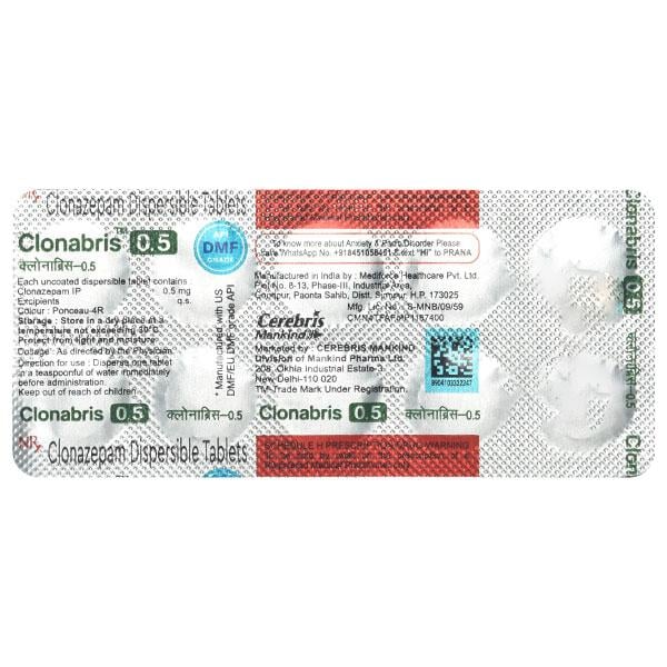 CLONABRIS 0.5 Tablet 10's - Price, Uses, Side Effects, and Substitutes ...