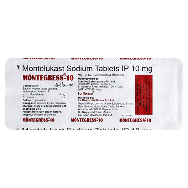 Buy Montegress 10mg Tablet 10'S Online at Upto 25% OFF | Netmeds